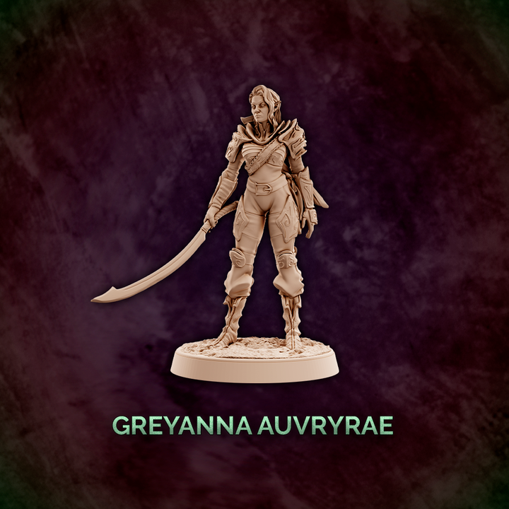 3D Printable Greyanna and Giant Lizard - Drow Ranger by Artificers_Mini